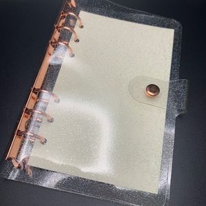 Office | Binder Cover Rose Gold Hardware With Clear Glitter Cover Empty ...